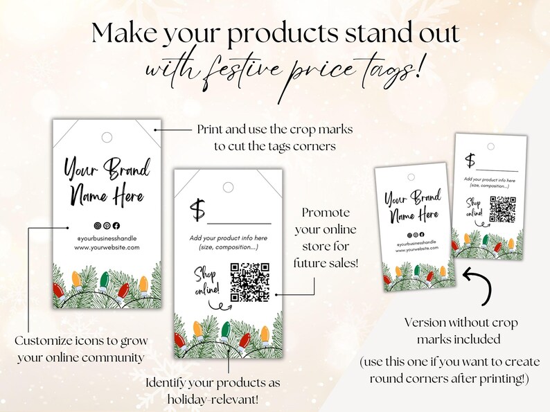 Editable Price Tag Template With Qr Code for Holiday Vendor, Christmas ...