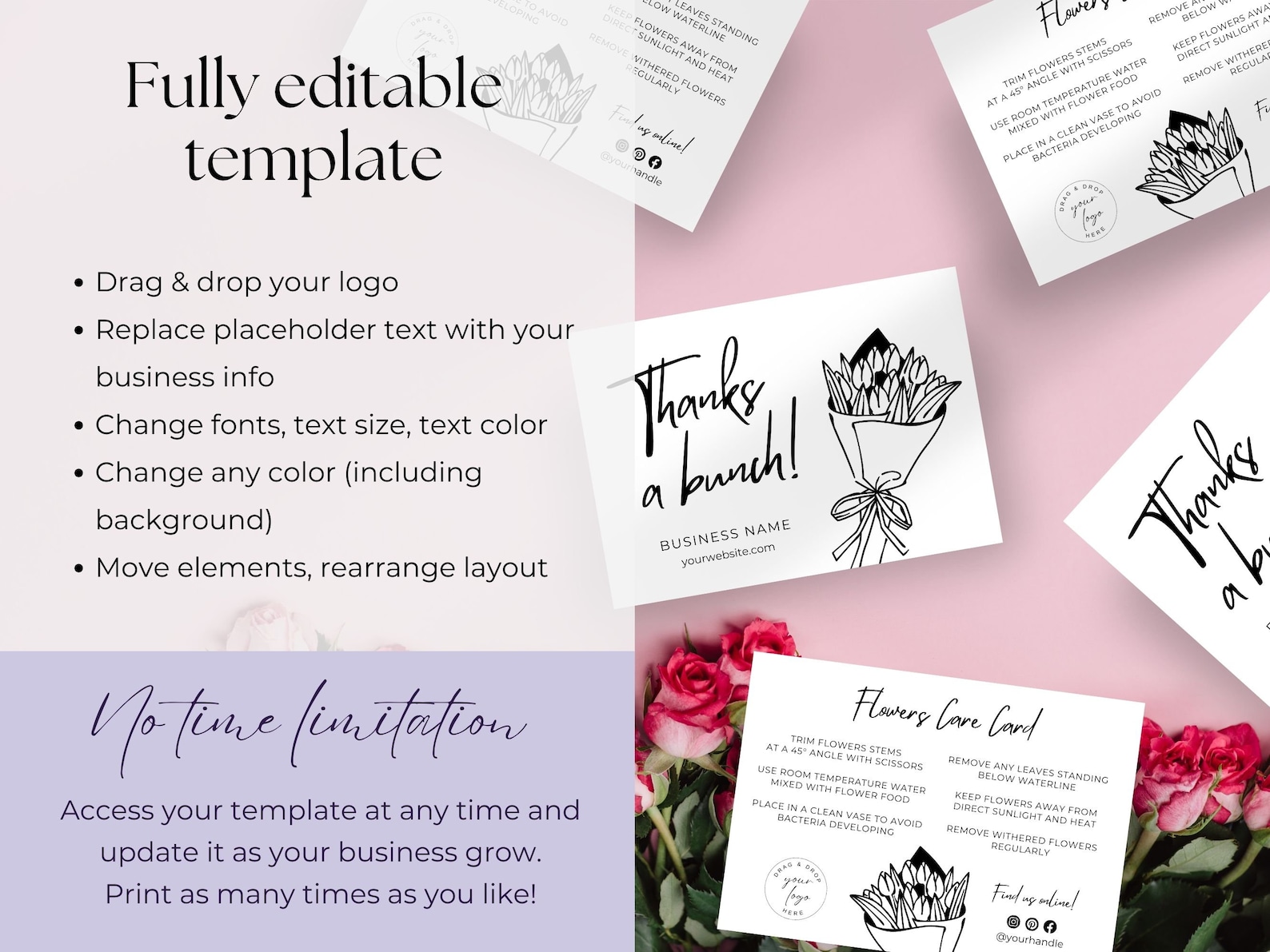 Bouquet Care Card for Flower Shop, Florist Business, Plant Seller ...