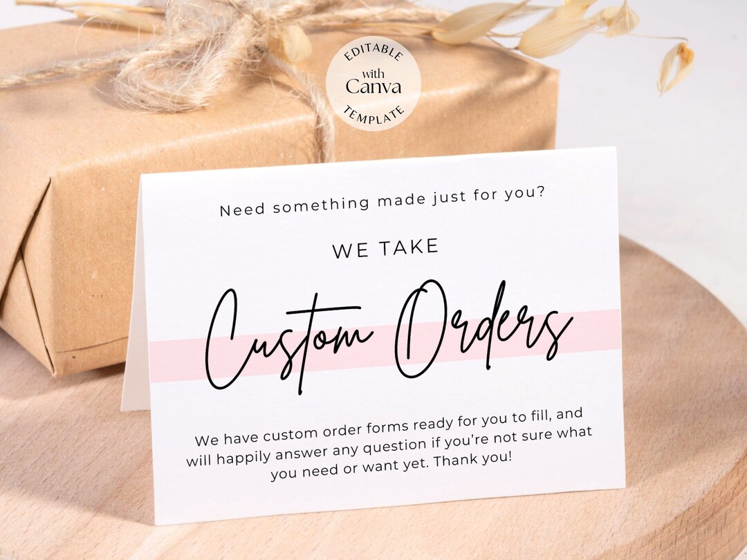 Custom Orders Info Sign Template, Diy Editable Signage for Handmade ...