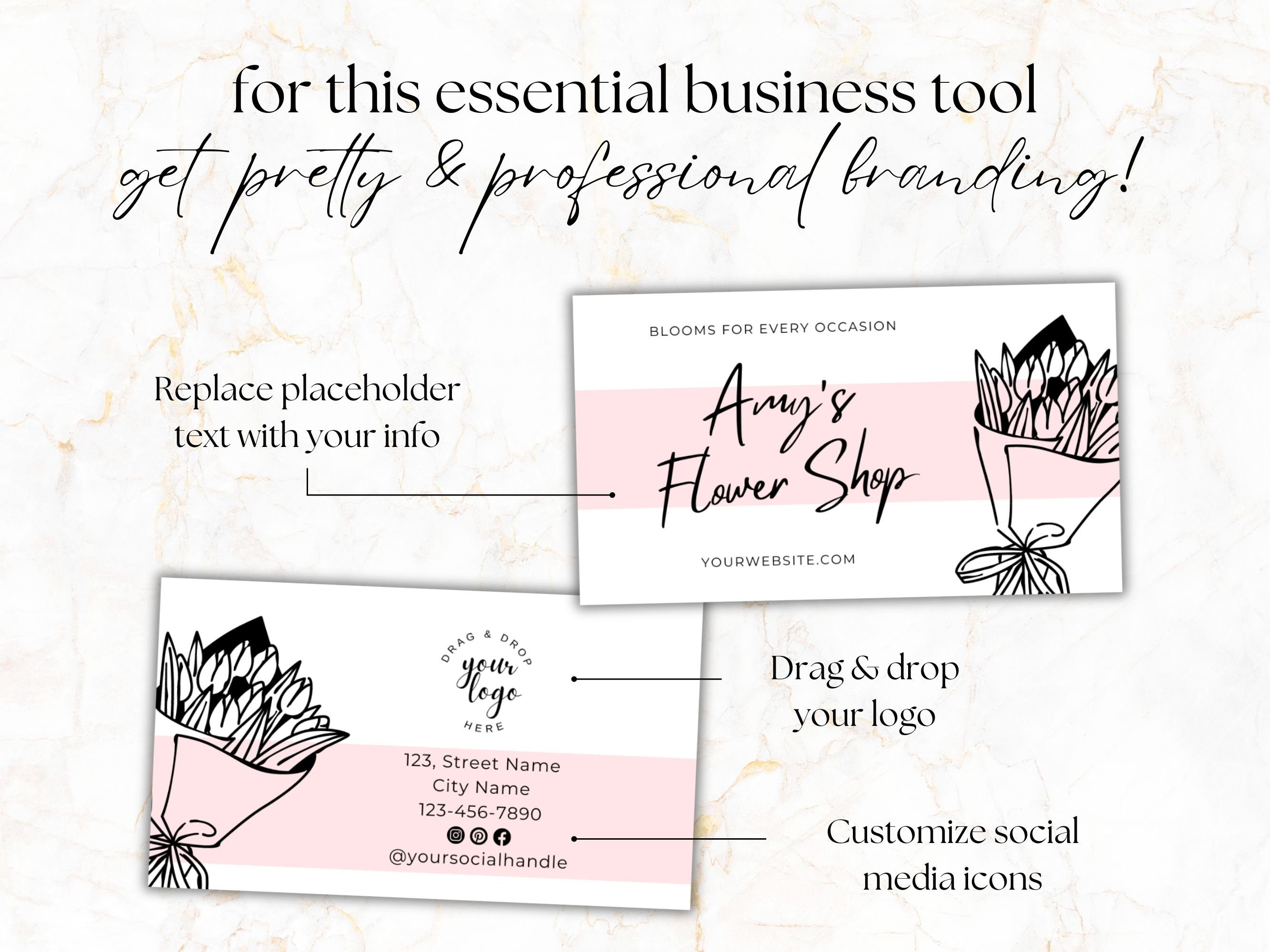 Florist Business Card Template for Flower Shop, Editable in Canva ...