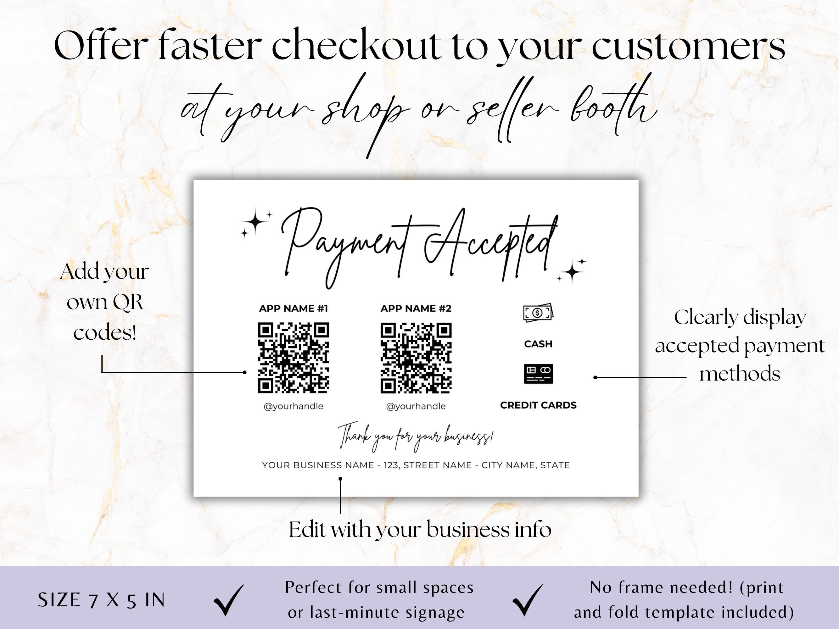 Payment Method Sign Template, Editable Accepting Payment Sign, Scan to ...