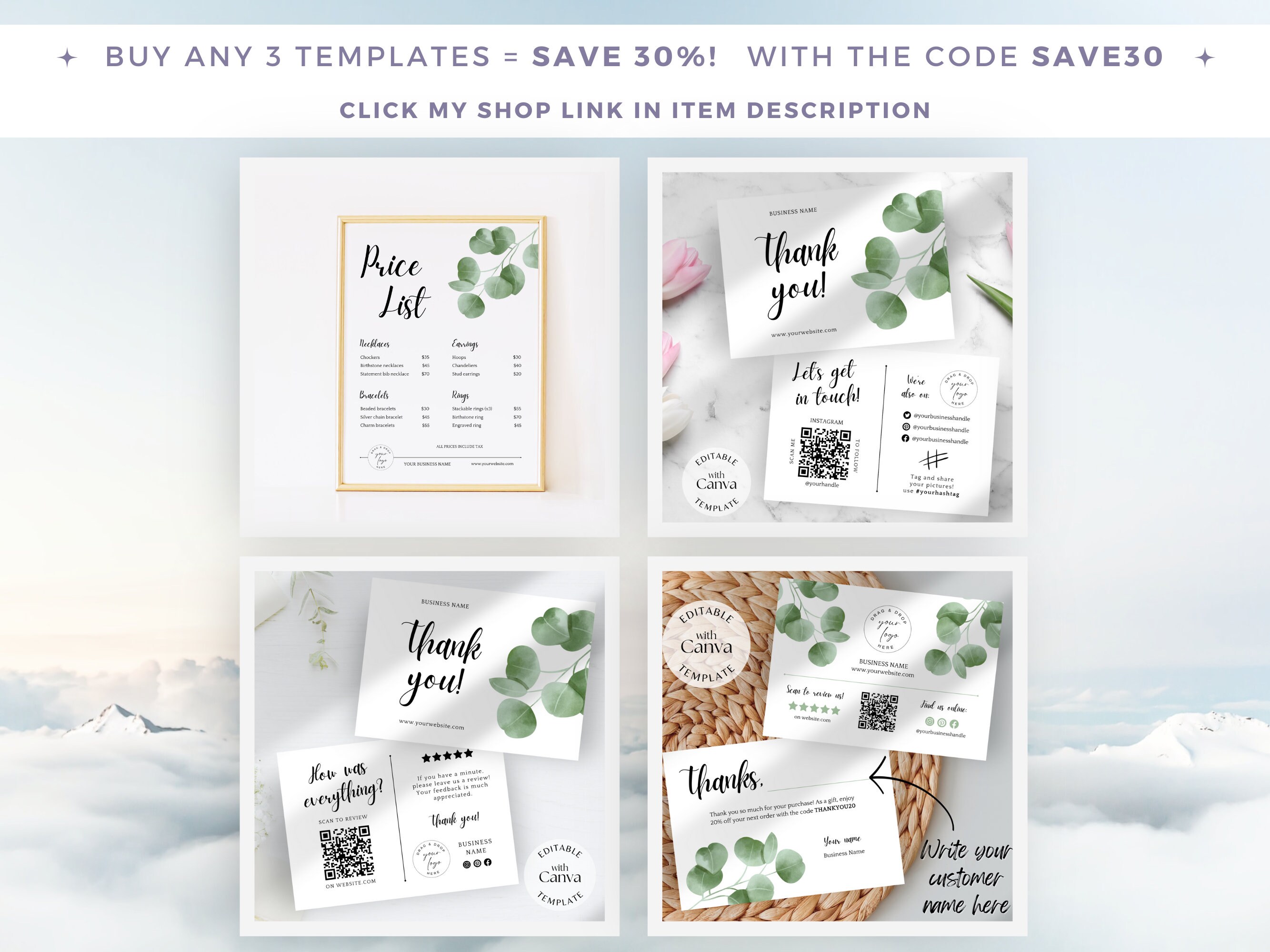 Leave a Review Card Template With Qr Code & Logo, Printable and ...