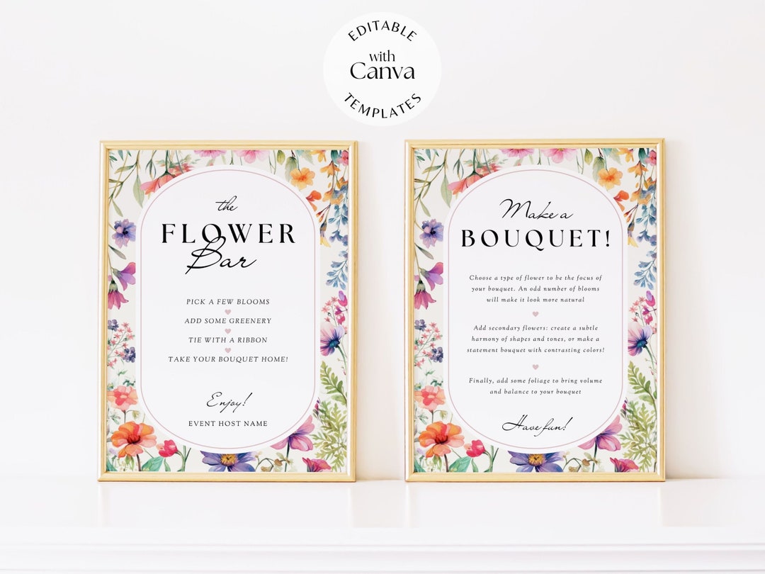 Flower Bar Sign With Colorful Wildflowers, Make Your Own Bouquet ...