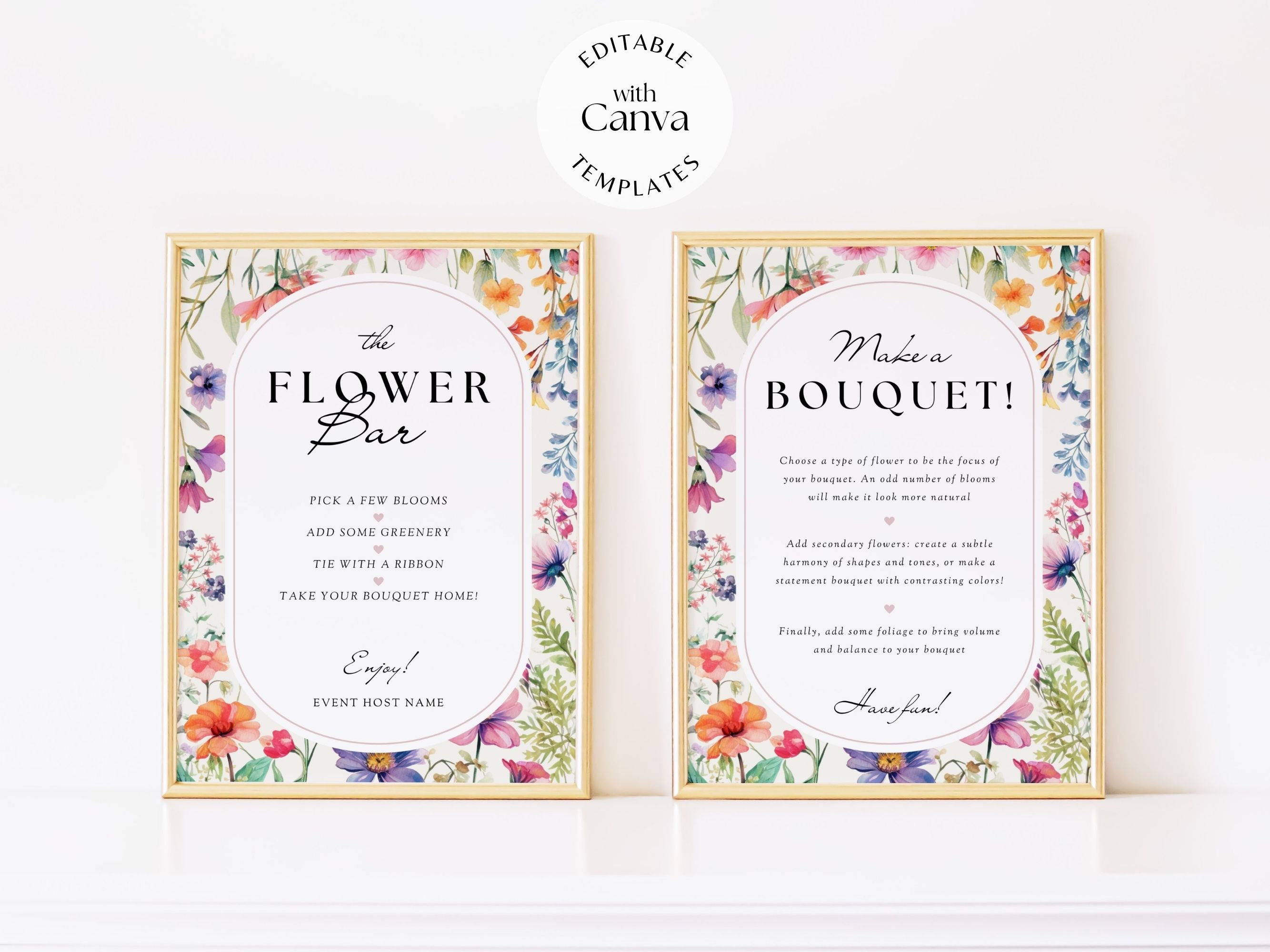 Flower Bar Sign With Colorful Wildflowers, Make Your Own Bouquet ...