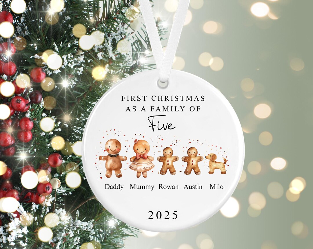 Dog First Christmas as a Family of 5 Bauble | Family of Five ...