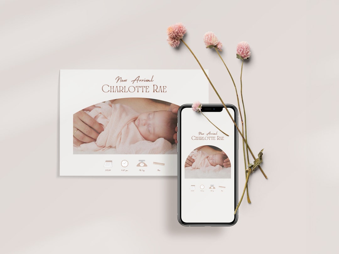 Baby Welcoming Template | Birth Announcement Card | Photo Baby ...