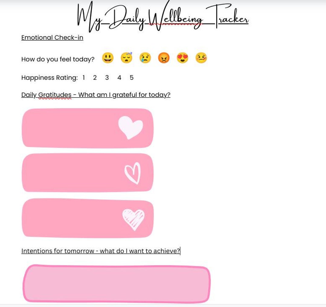 Daily Check In, Emotion Check In, Self Reflection, Daily Journal, Daily ...