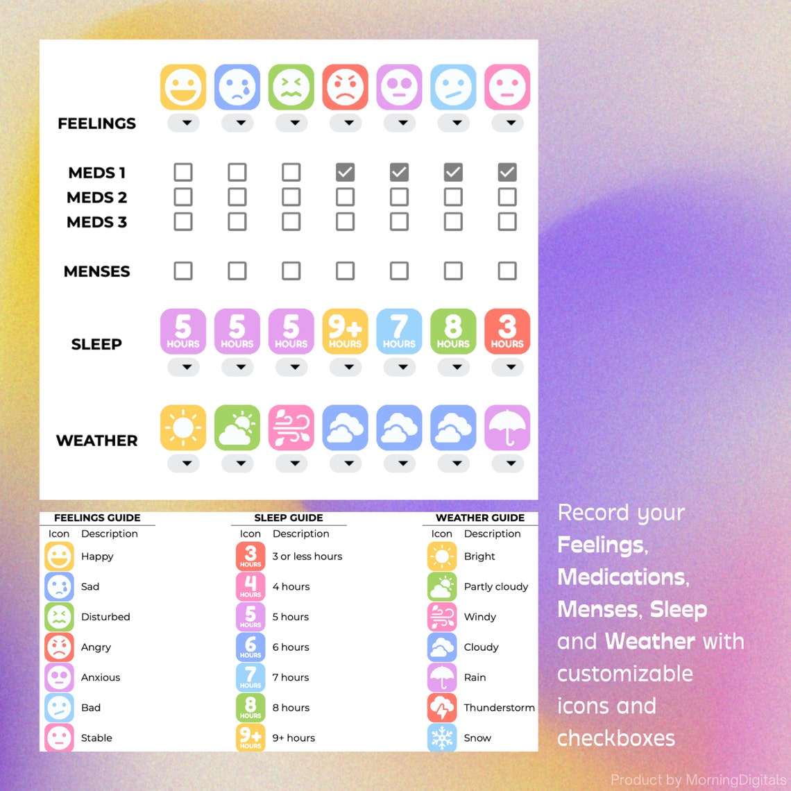 Gsheets Mood Tracker Bipolar, Depression, and Anxiety Monthly Mood ...