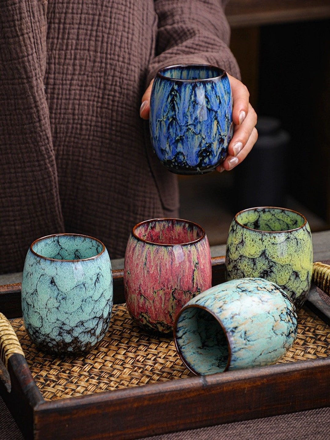 Collection of Glazed Authentic Kung Fu Tea Cups / Green Tea / - Etsy