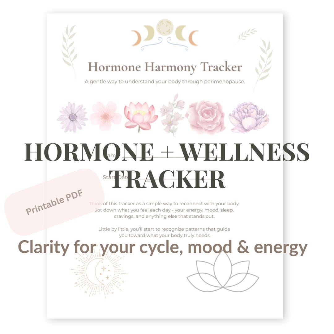 Hormone and Wellness Tracker Printable | Monthly Cycle, Mood & Symptom ...