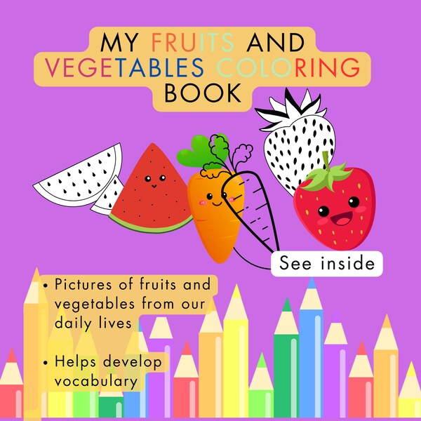 Fruits and Vegetables Birthday Coloring Page - Etsy