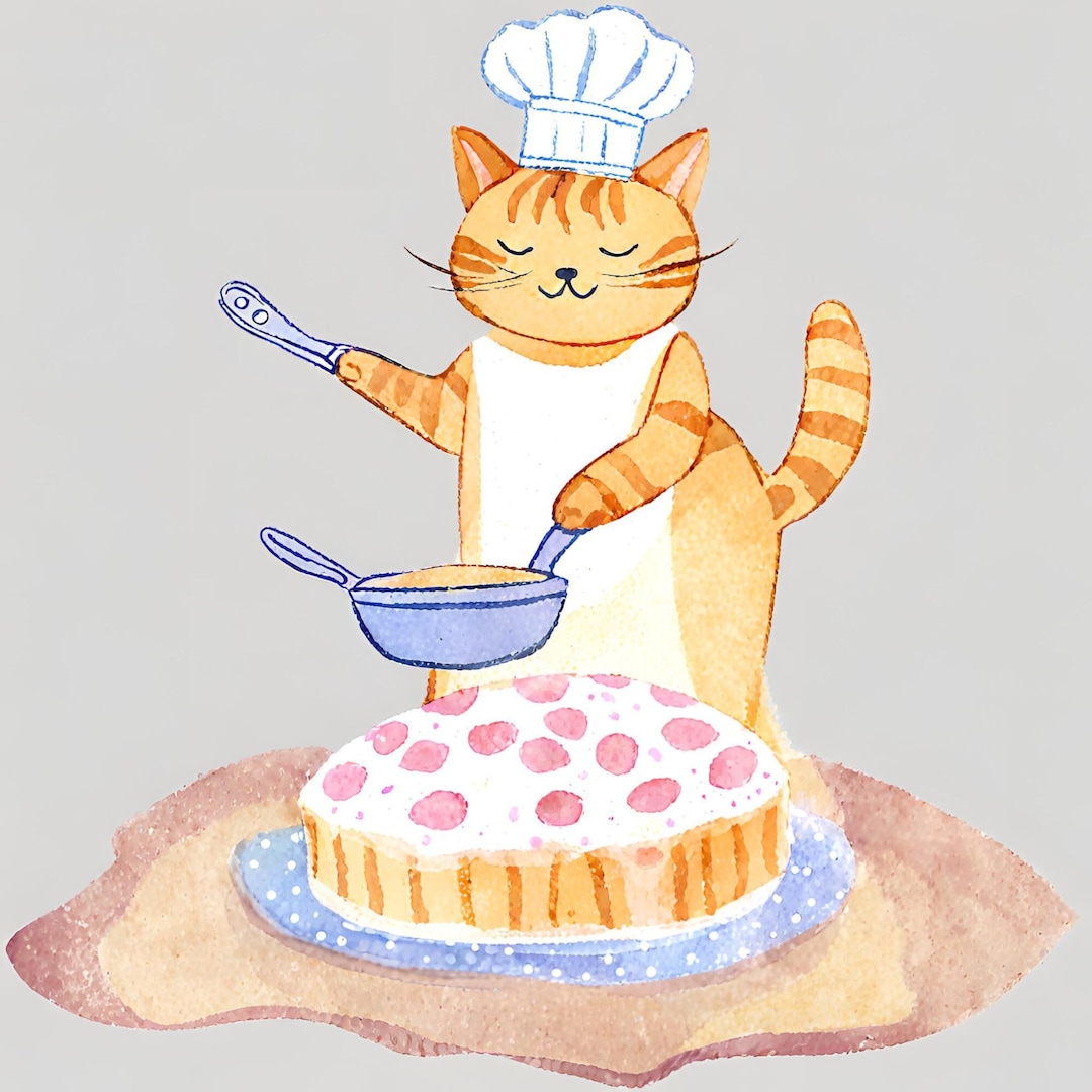 Ginger Cat Baking Cake - Etsy
