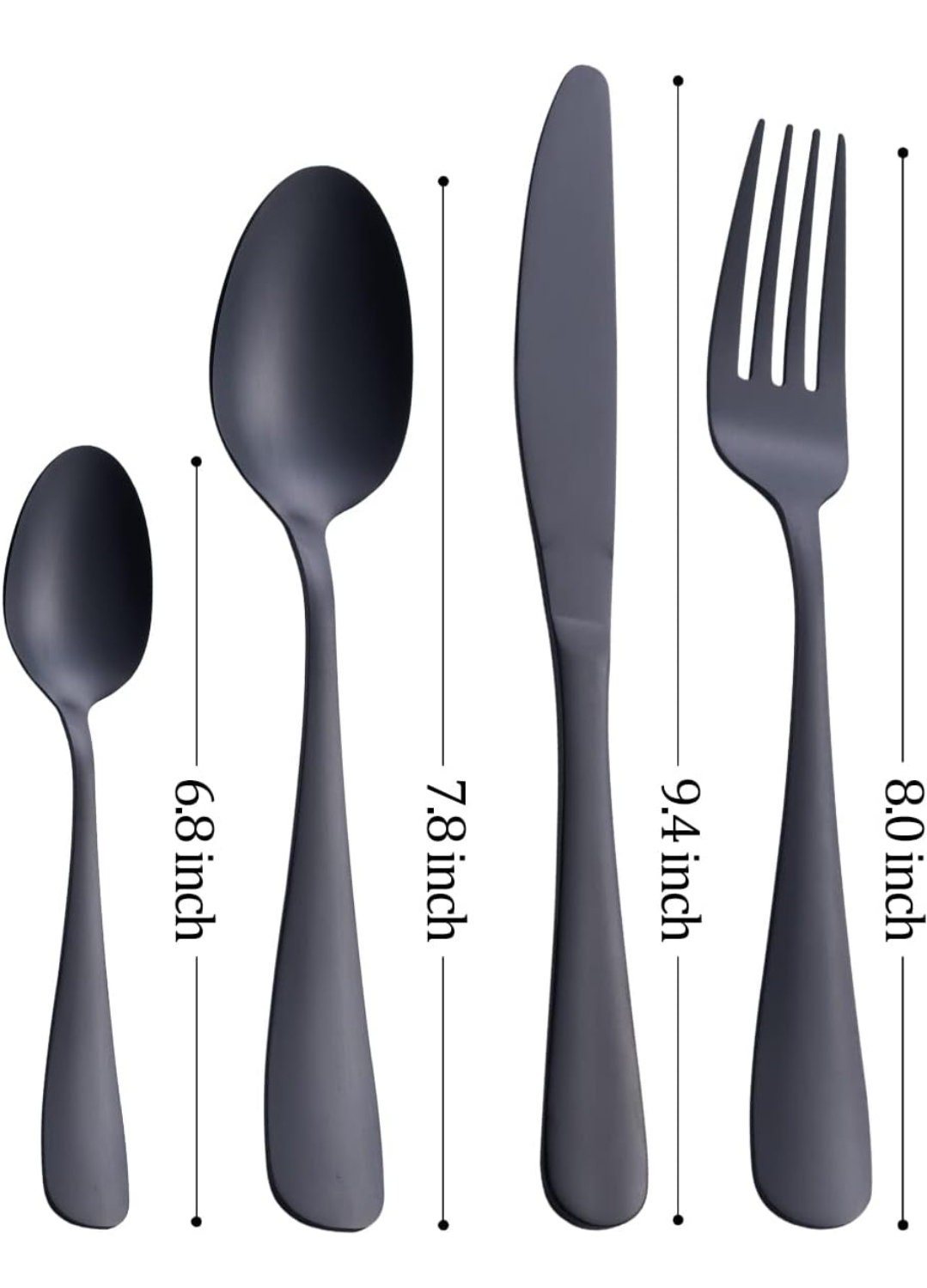 Black Silverware Set, 24-piece of Black Forged Stainless Steel Flatware ...