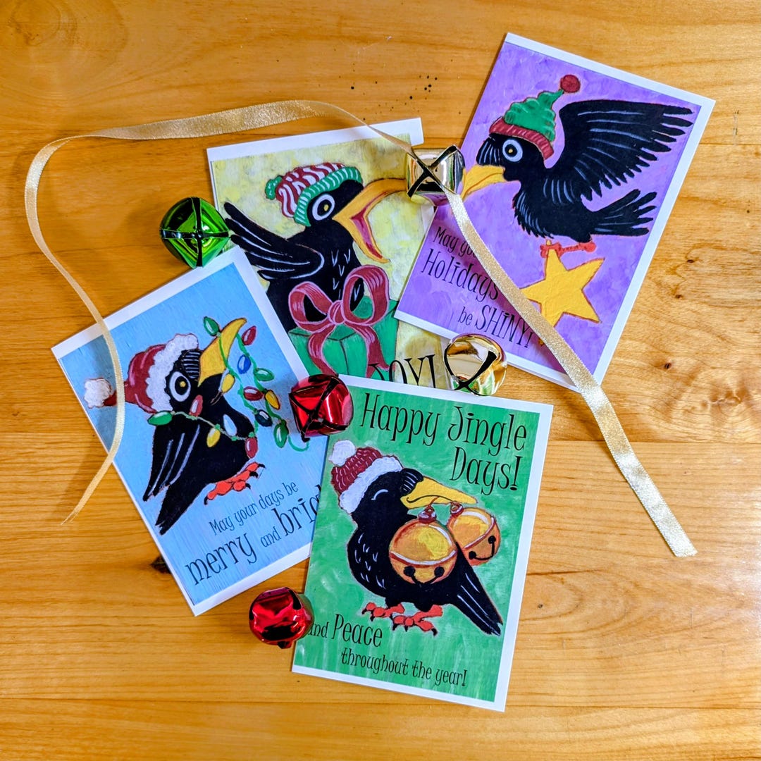 Christmas Crows Pack - Christmas Holiday Cards - Etsy