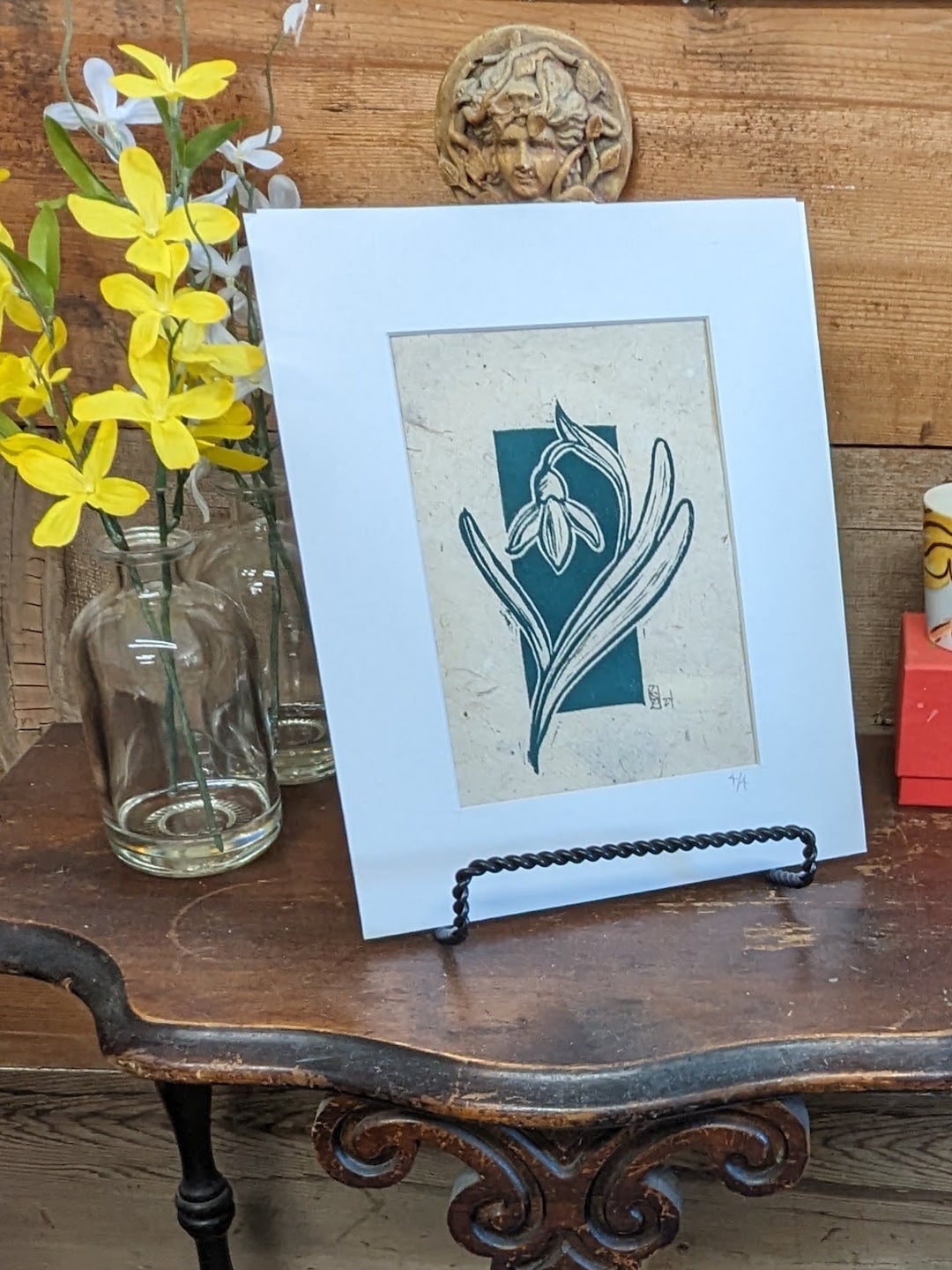 Snowdrop Linocut Block Print - Etsy