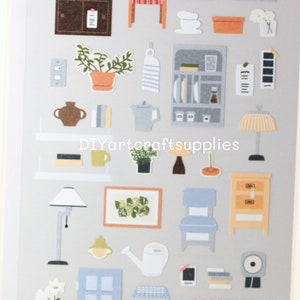 Vintage House Sticker Sheet, Furniture Stickers, Cute House Stickers ...