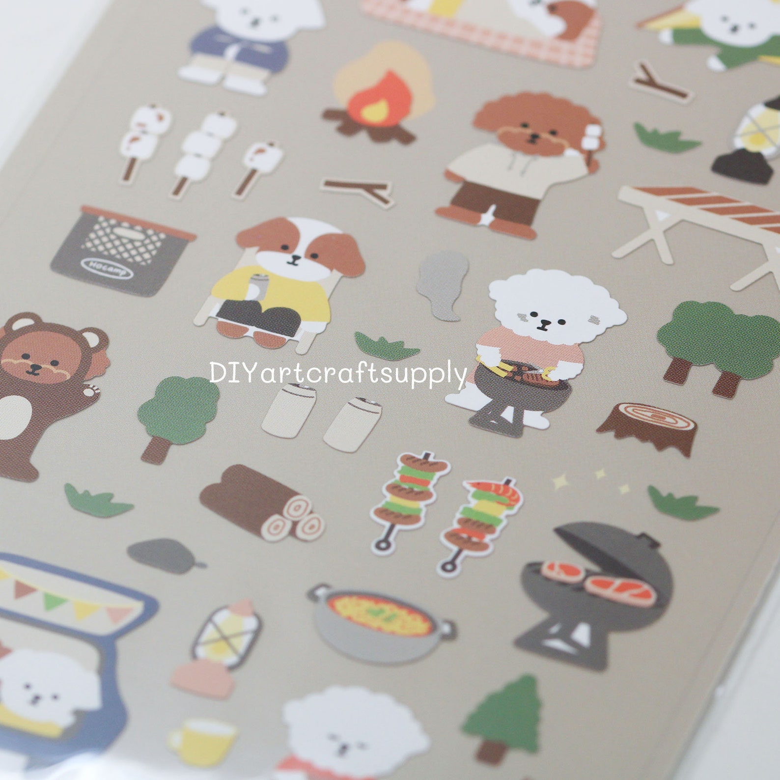 Cute Dog Sticker Sheet, Dogs Go Camping Stickers, Dogs Clean House ...
