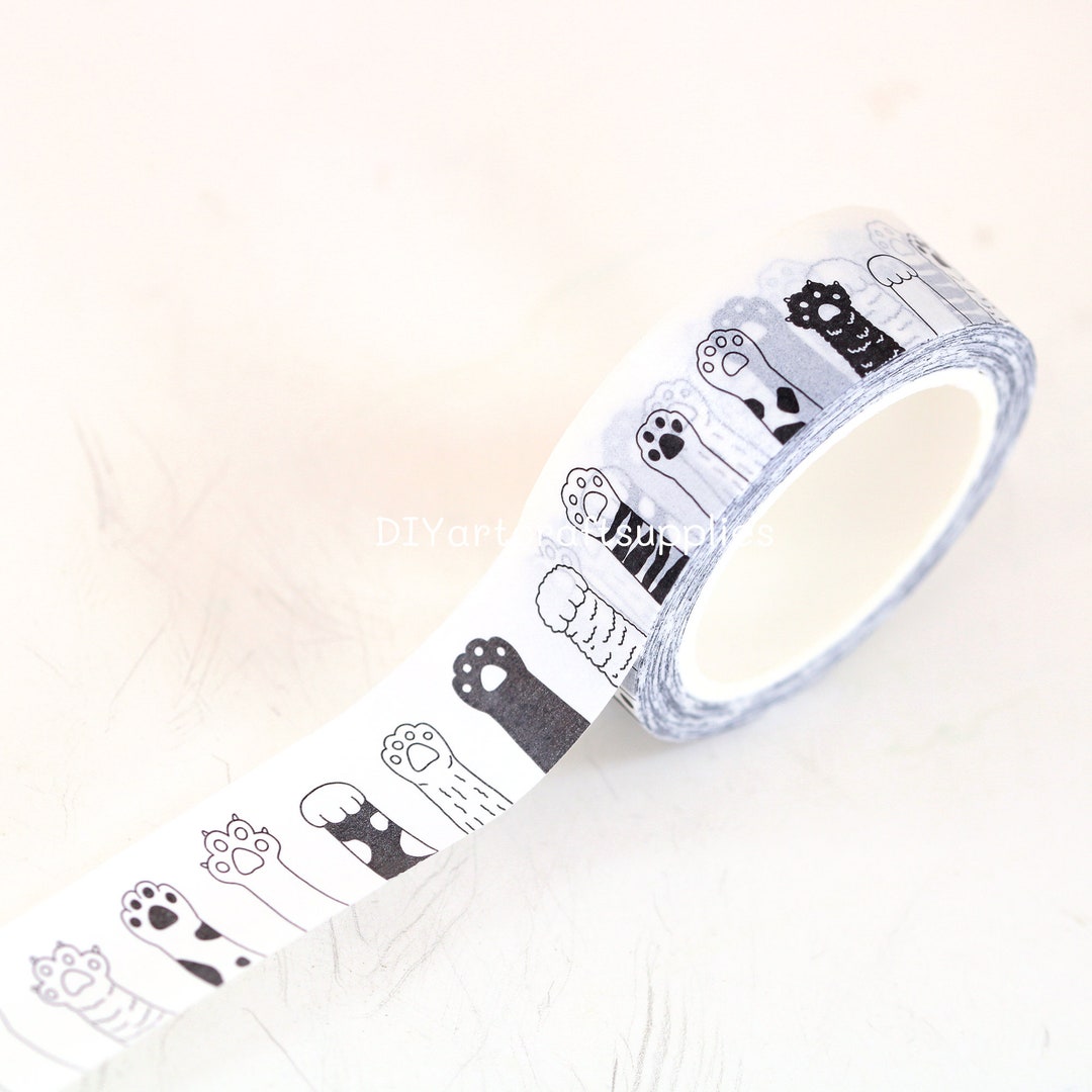 Cute Cat Paw Washi Tape, Cartoon Cat Paw Pattern Washi Tape, Kawaii Cat ...