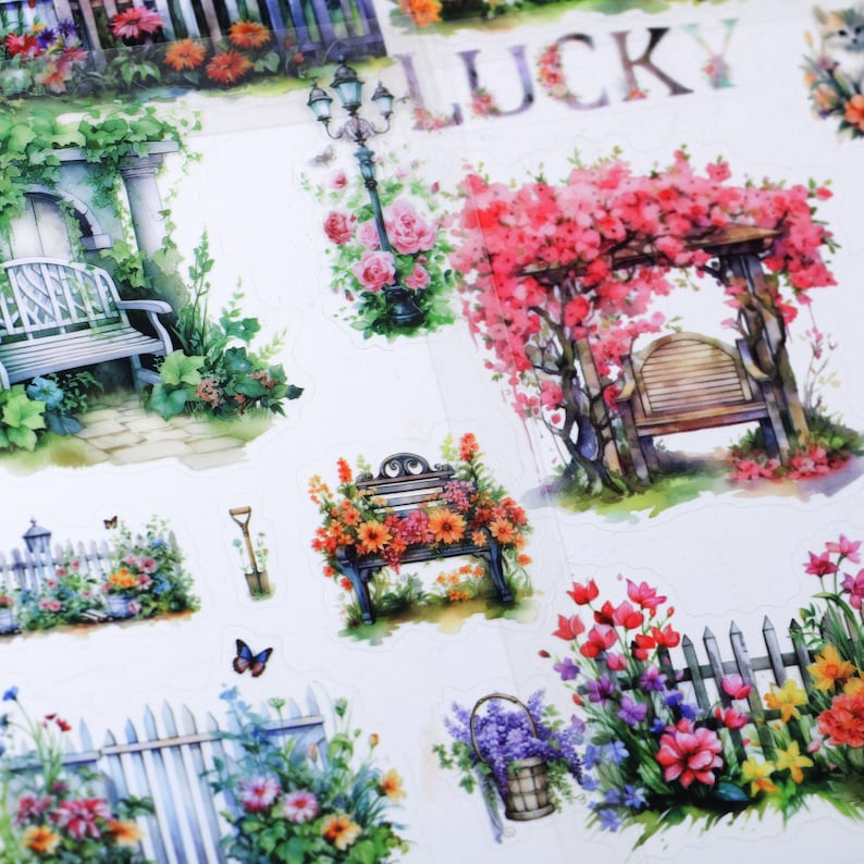 20 Sticker Sheets Garden Flower Fence Stickers, Secret Garden ...