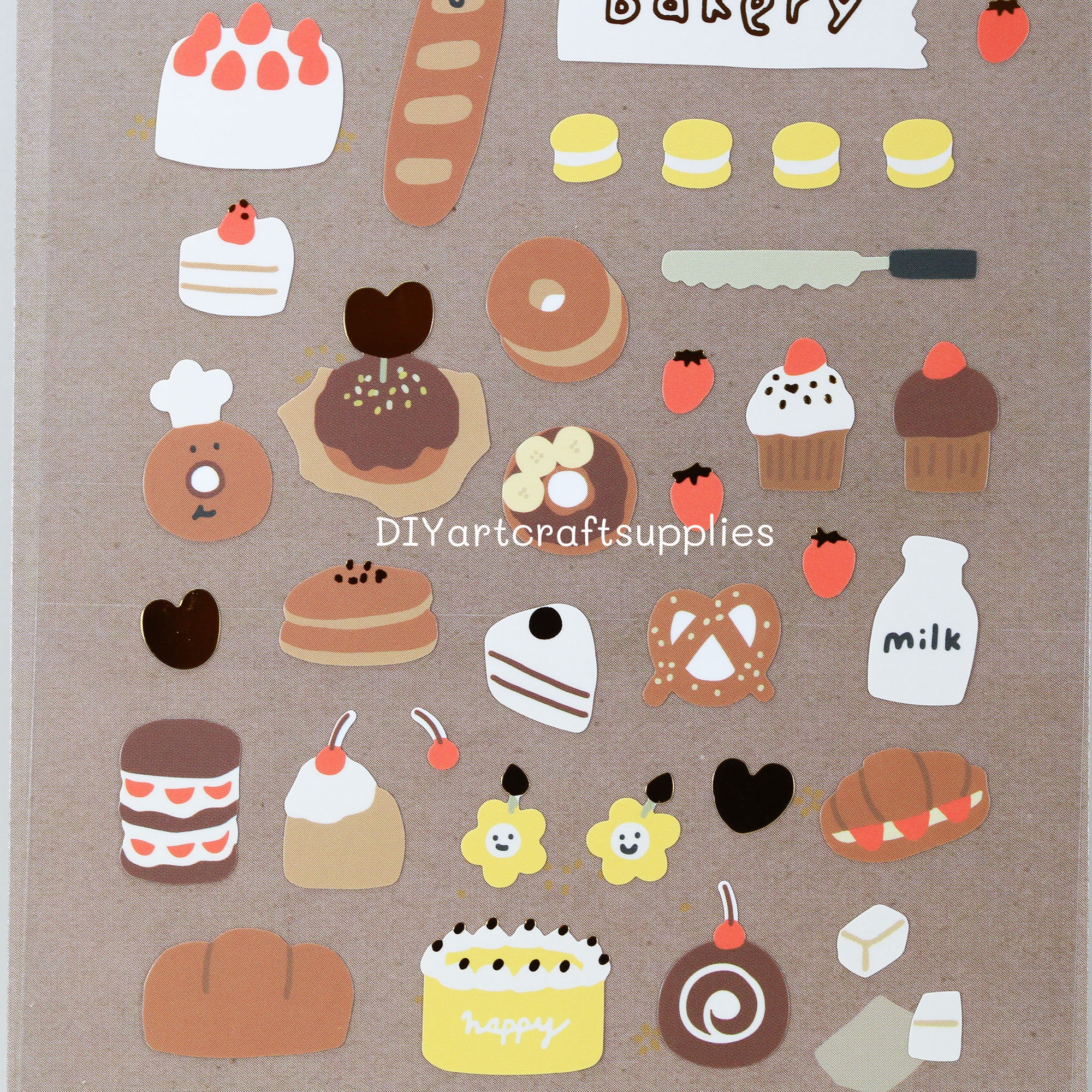 Bakery Sticker Sheet, Cute Food Stickers, Kawaii Stickers, Bread ...