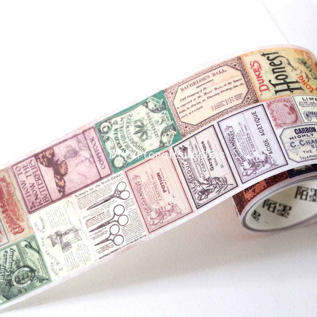 Vintage Label Collection Washi Tape Roll, Scrapbooking Old Newspaper ...
