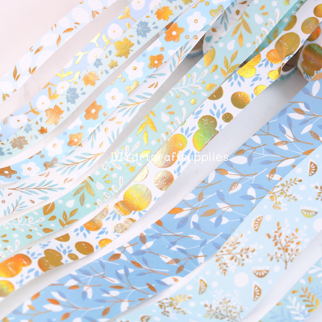 10 Pcs Set of Gold Foil Leaves Pattern Washi Tapes, Decorative Gilding ...