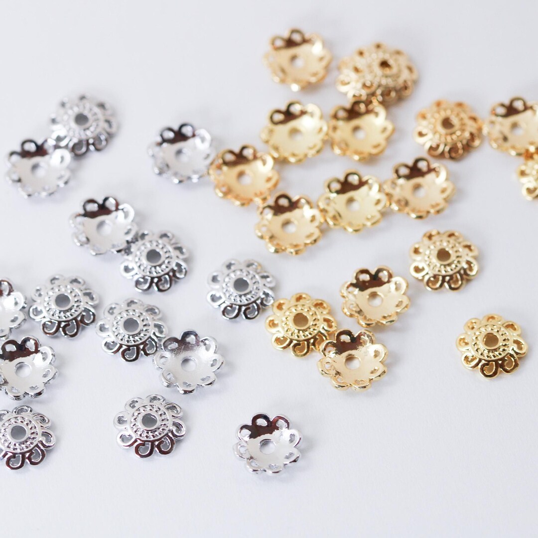 10 Pcs 18k Gold Plated Brass Bead Caps for Beading Spacers, Flower Bead ...