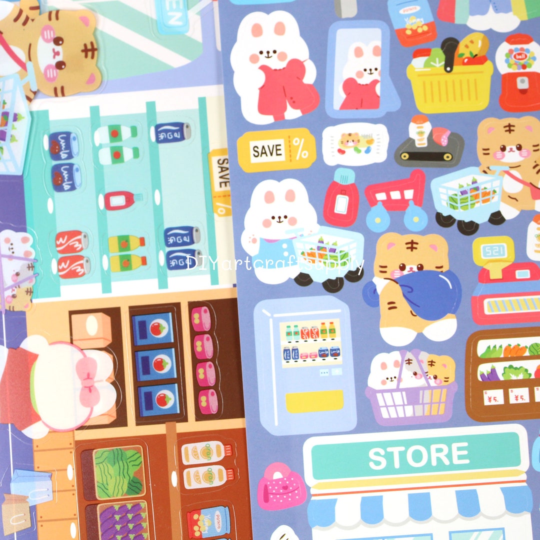 2PK Sticker Sheet Rabbit in the Store Stickers Cute Animals - Etsy