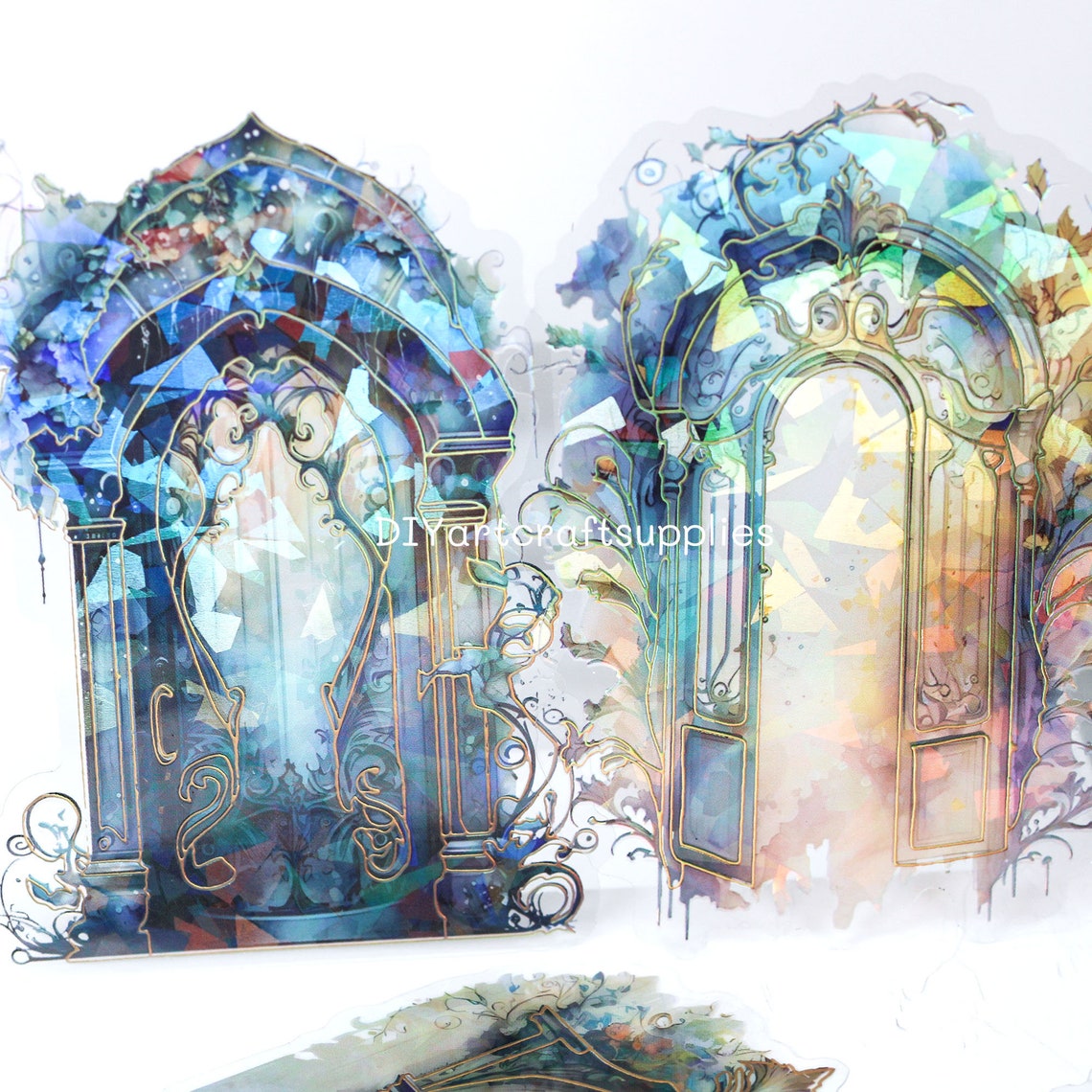 10 Pcs Gilding Foil Fantasy Door Stickers, Dream Forest Fantasy Roman ...