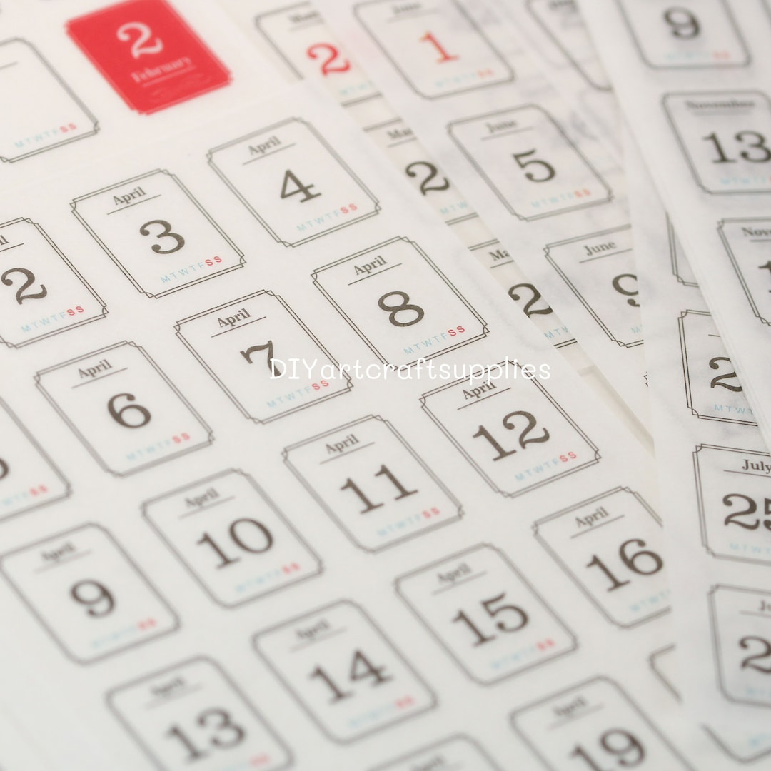 365 Day Date Stickers for Planners, Date Sticker Labels, Diary Stickers ...
