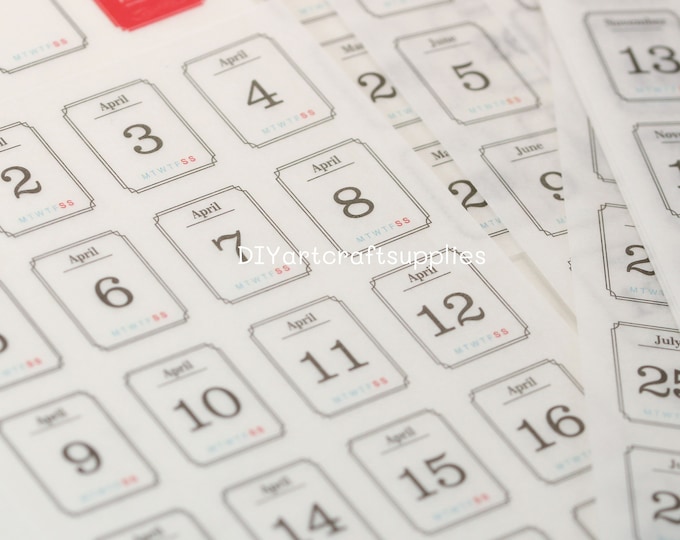 365 Day Date Stickers for Planners, Date Sticker Labels, Diary Stickers ...