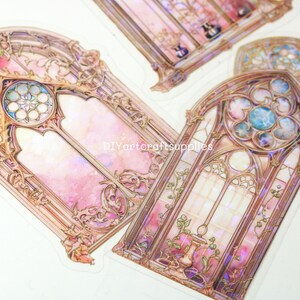 10 Pcs Gold Foil Holographic Church Window Stickers Bag, Laser Glass ...