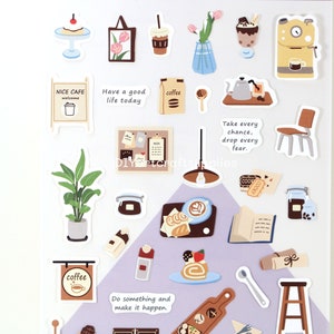 Coffee Shop Sticker Sheet, Cute Coffee Stickers, Tea Sticker, Cafe Shop ...