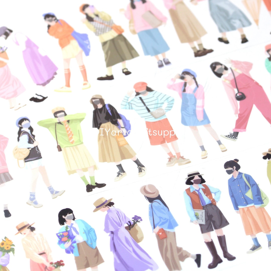 3 Sheets of Everyday Fashion Girl Stickers, Girl Casual Outfits ...