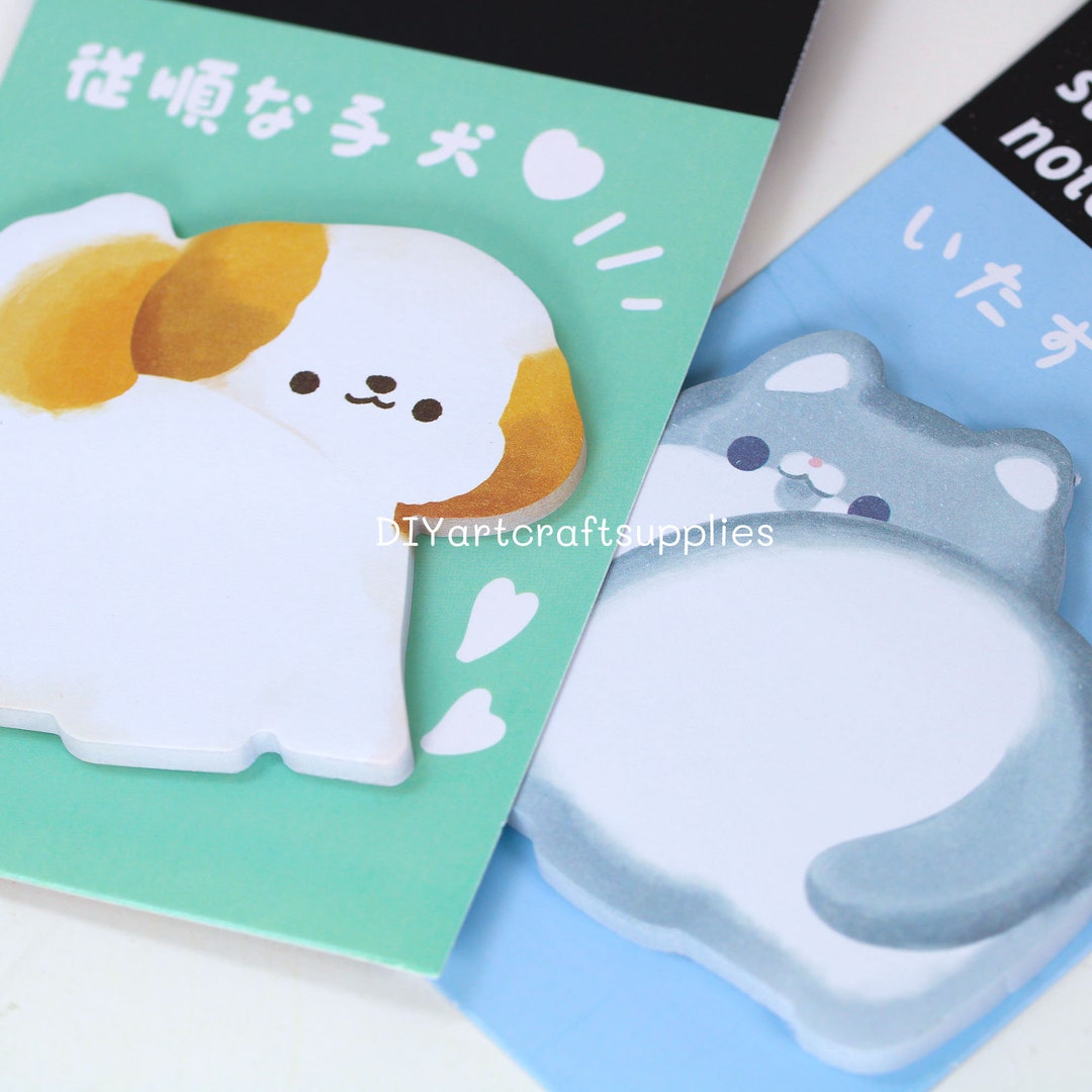 Cute Dog and Cat Sticky Notepads, Kawaii Stationary, Animal Sticky Note ...