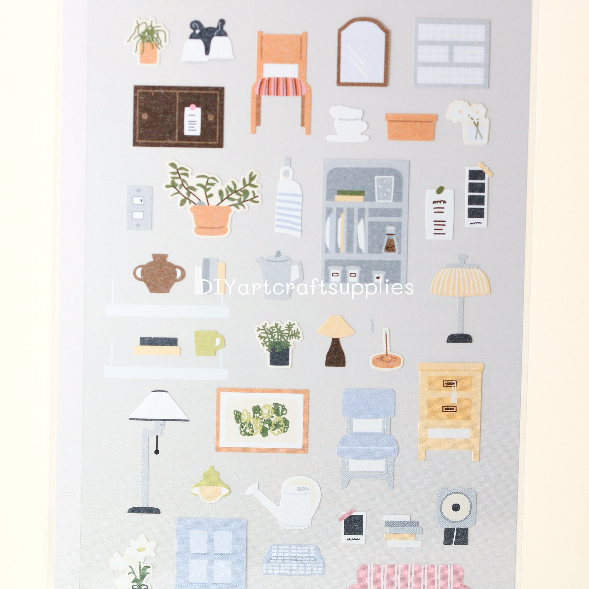 Vintage House Sticker Sheet, Furniture Stickers, Cute House Stickers ...