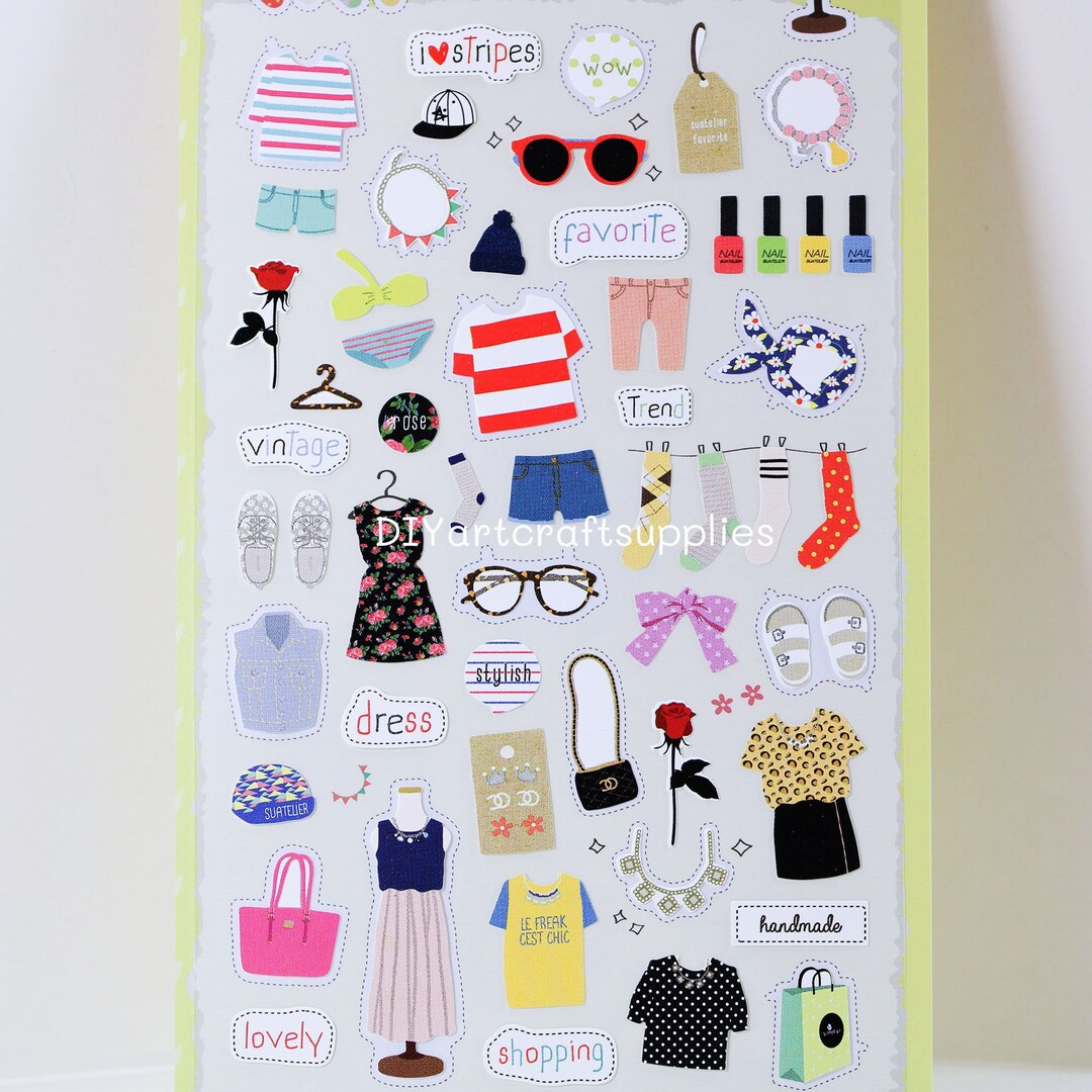 Summer Girl Clothes Sticker, Cute Summer Fashion Stickers, Everyday ...