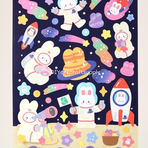 Cute Rabbit Stickers, Rabbit at the Beach Stickers, Rabbit in Space ...