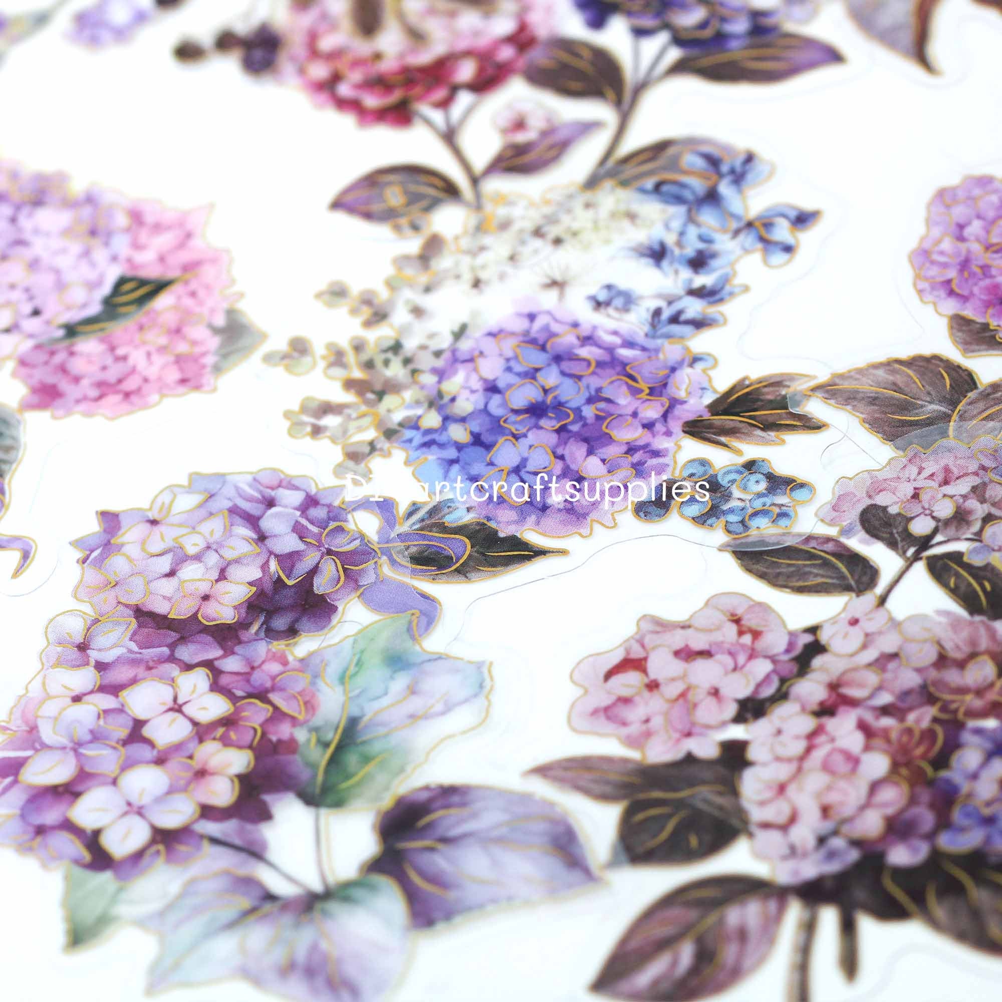 20 Pcs Hydrangea Flower Stickers, Red Tulip Flower Stickers, Gilding ...