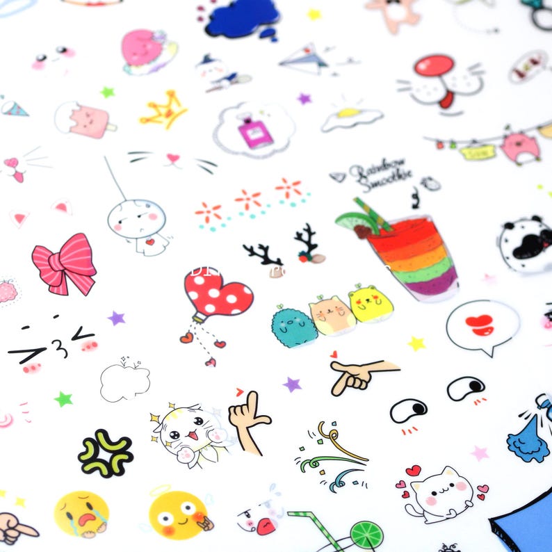 6 Sticker Sheets of Cartoon Cute Animal Stickers, Scrapbook Kawaii ...