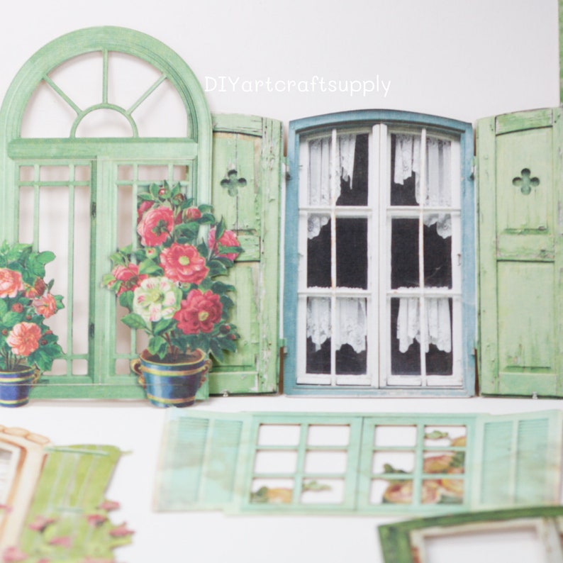 10 Pcs Victorian Vintage Window and Door Stickers, Green Window and ...