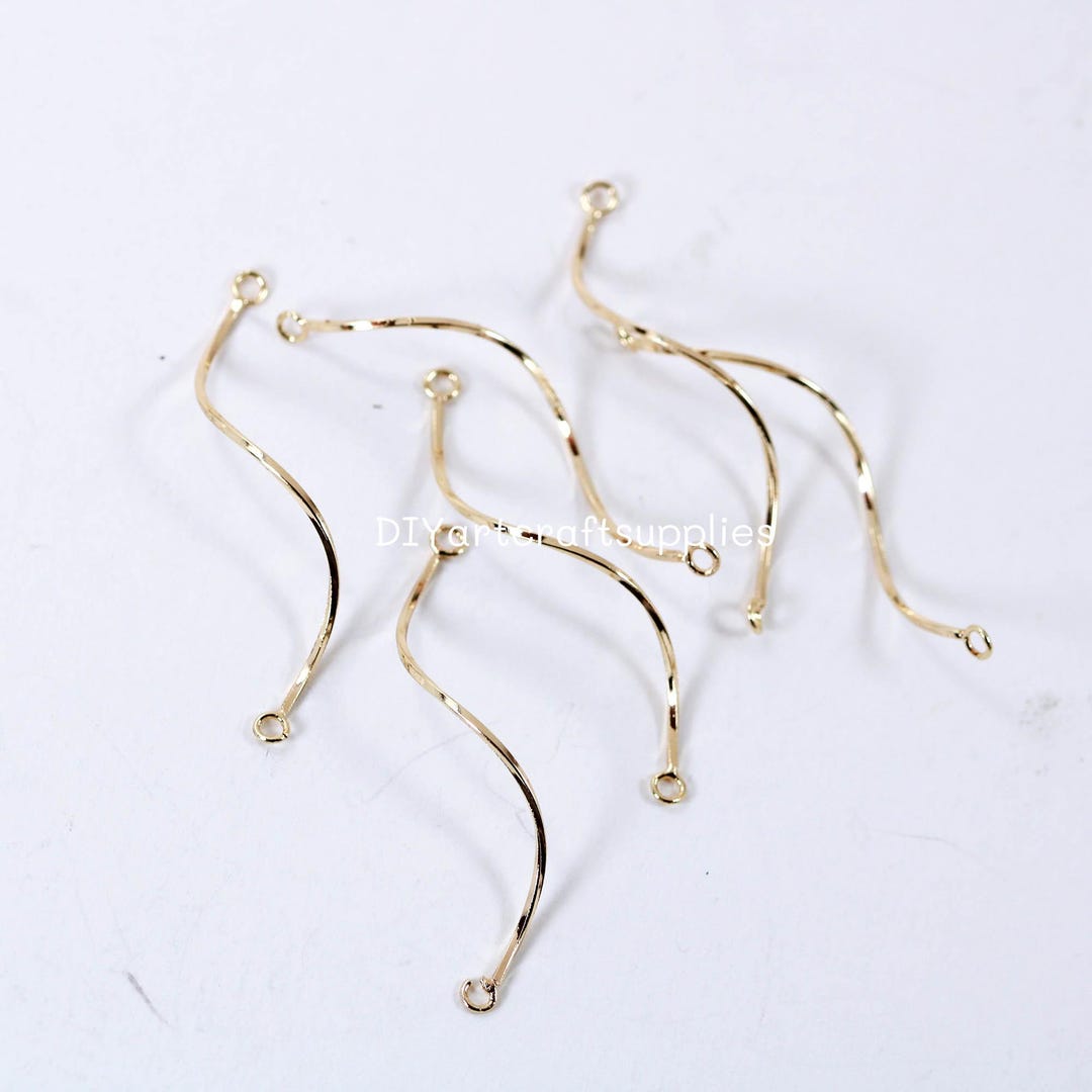 6 Pcs 18k Gold Plated Copper Spiral Wave With Holes Connector Charm ...