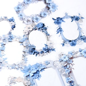 20 Pcs Blue Flower Frame Sticker, PVC Floral Frame Sticker for ...