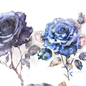 8 Pcs Holographic Foil Blue and Purple Rose Stickers for Scrapbooking ...