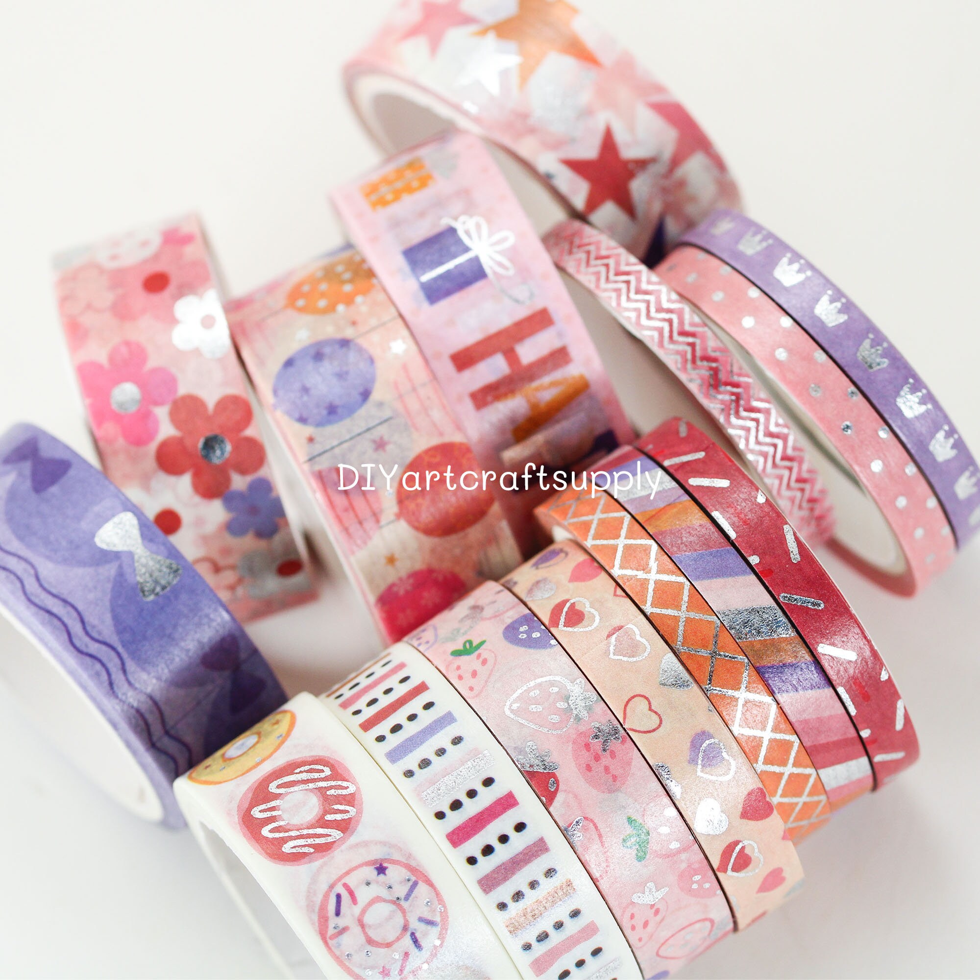 15 Pcs Set Birthday Decorative Washi Tape, Gilding Pink Birthday Party ...