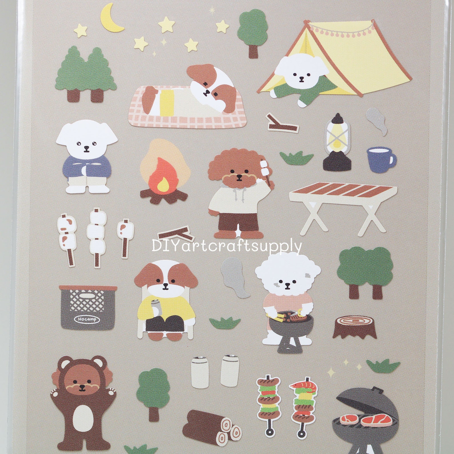 Cute Dog Sticker Sheet Dogs Go Camping Stickers Dogs Clean - Etsy