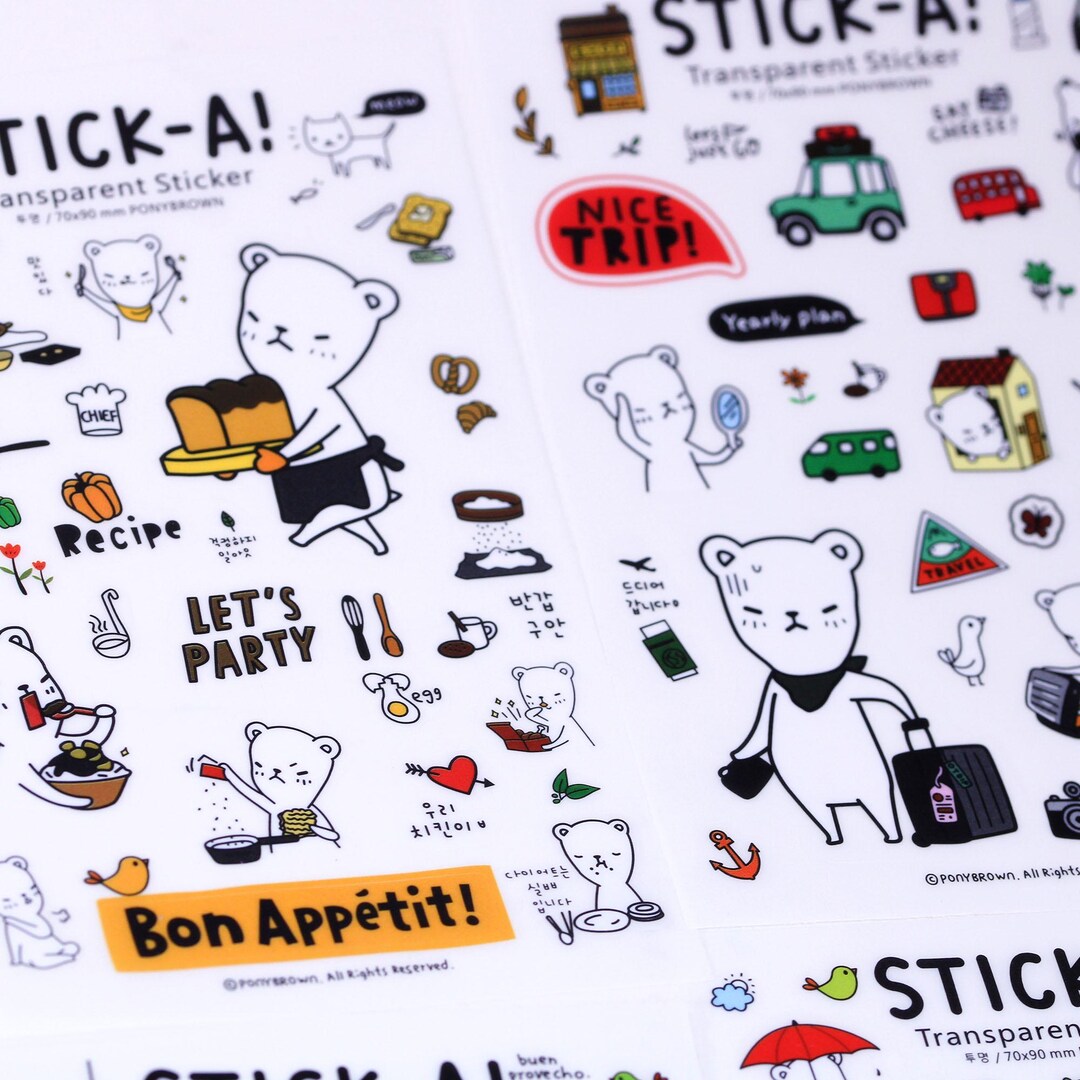 6 Sticker Sheets of Cartoon Cute Bears Stickers, Scrapbook Kawaii Daily ...