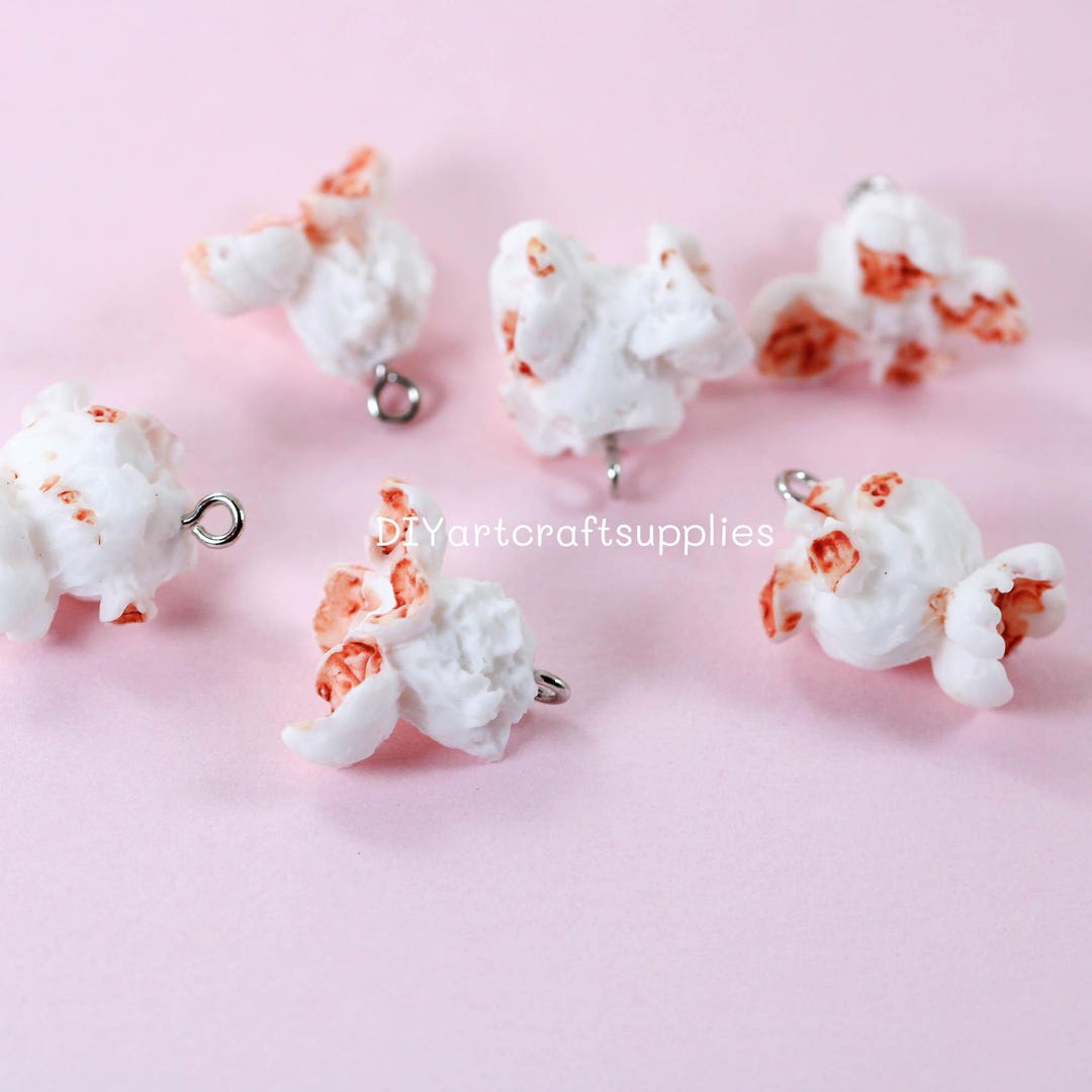 6 Pcs Lot Cute Resin Miniature Popcorn Charms for DIY Jewelry Making ...