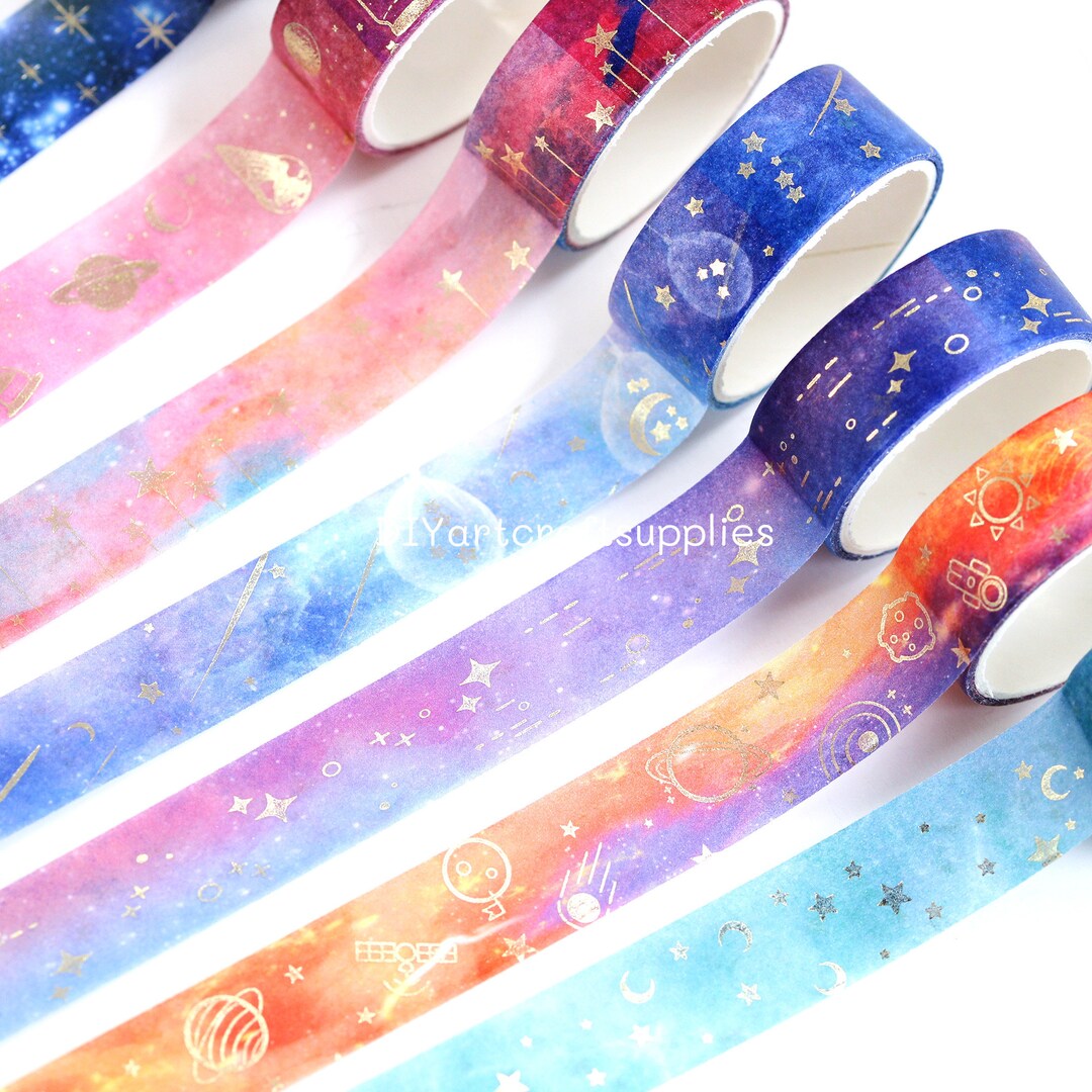 12 Pcs Set of Gold Foil Universe Washi Tape, Gilding Planet and Galaxy ...