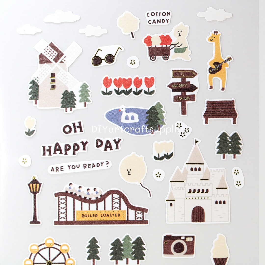 Theme Park Sticker, Attraction Park Stickers, Kawaii Stickers, Children ...